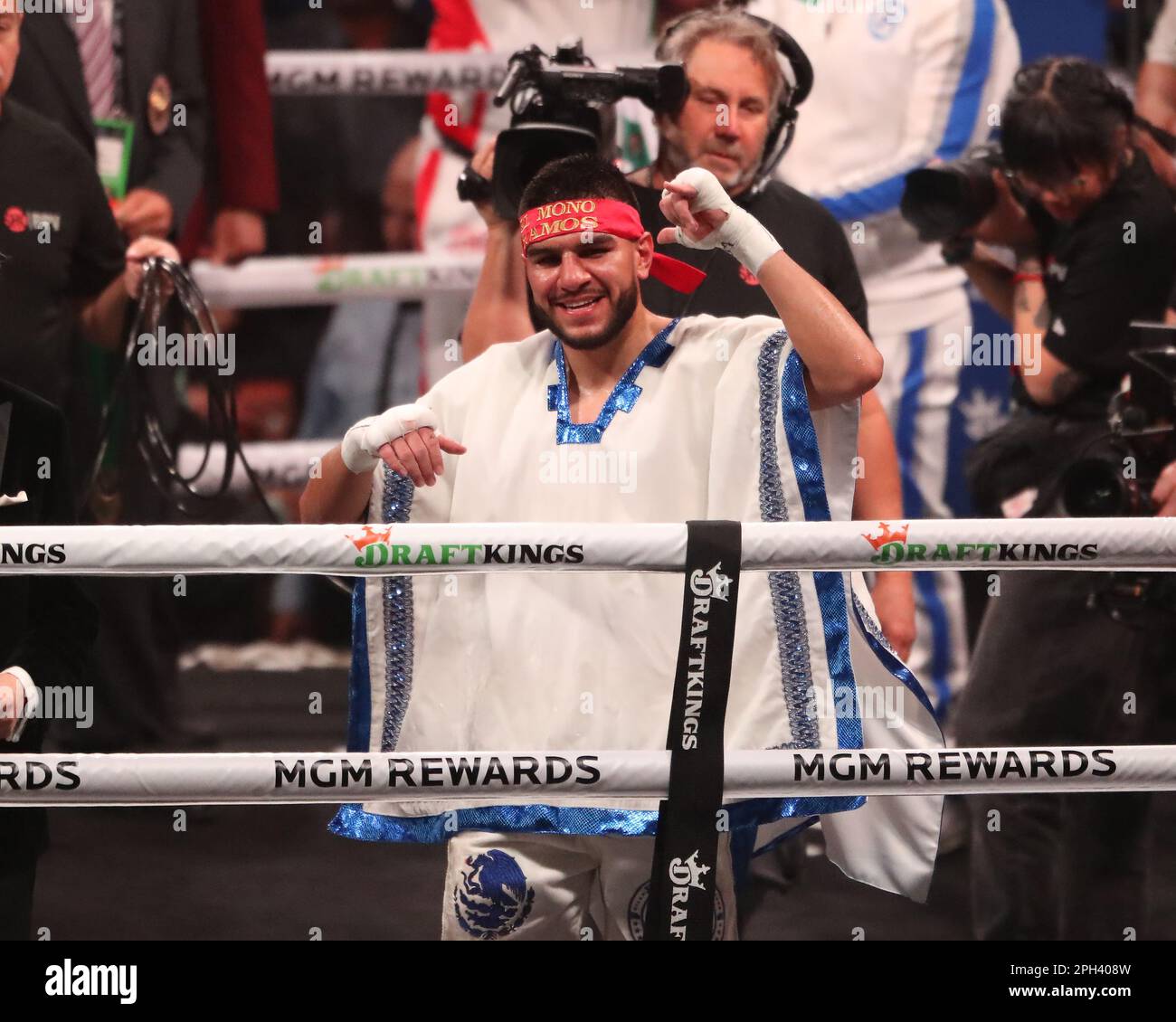 LAS VEGAS, NEVADA - MARCH 25: Jesus Ramos celebrates his victory over ...