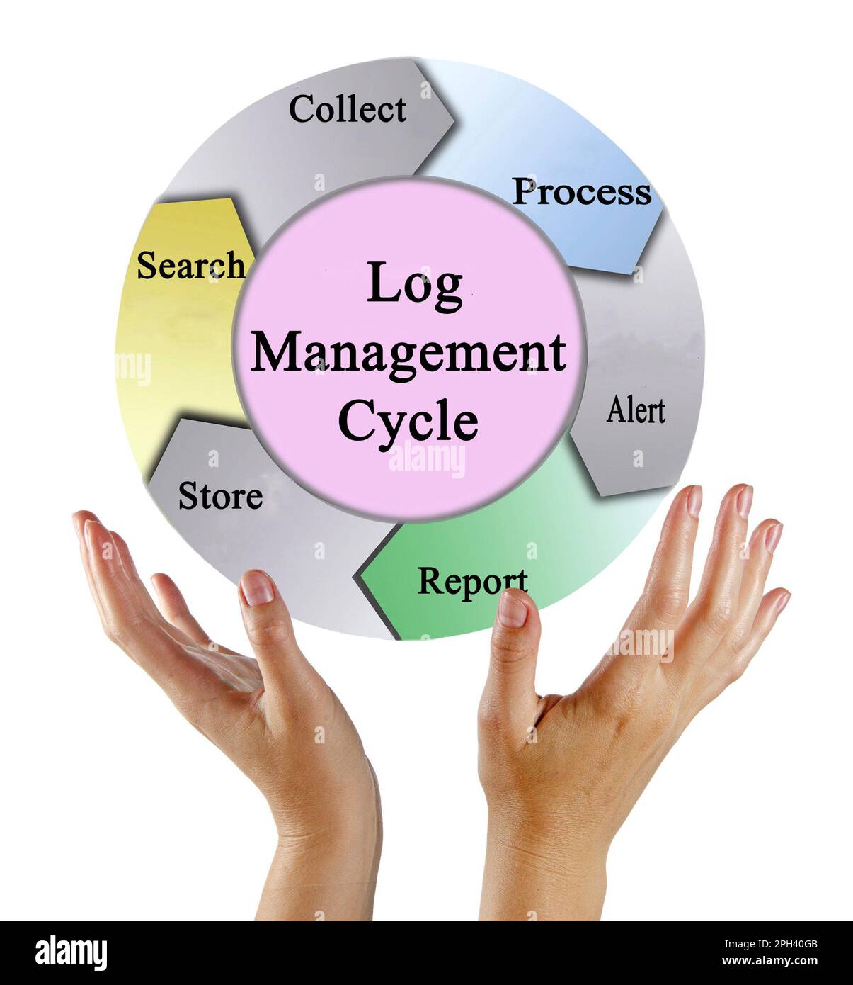 Six Components of Log Management Stock Photo - Alamy