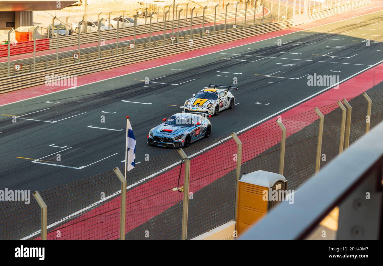 Dubai, UAE - 01.14.2023 - Racing cars on Dubai Autodrome circuit during ...