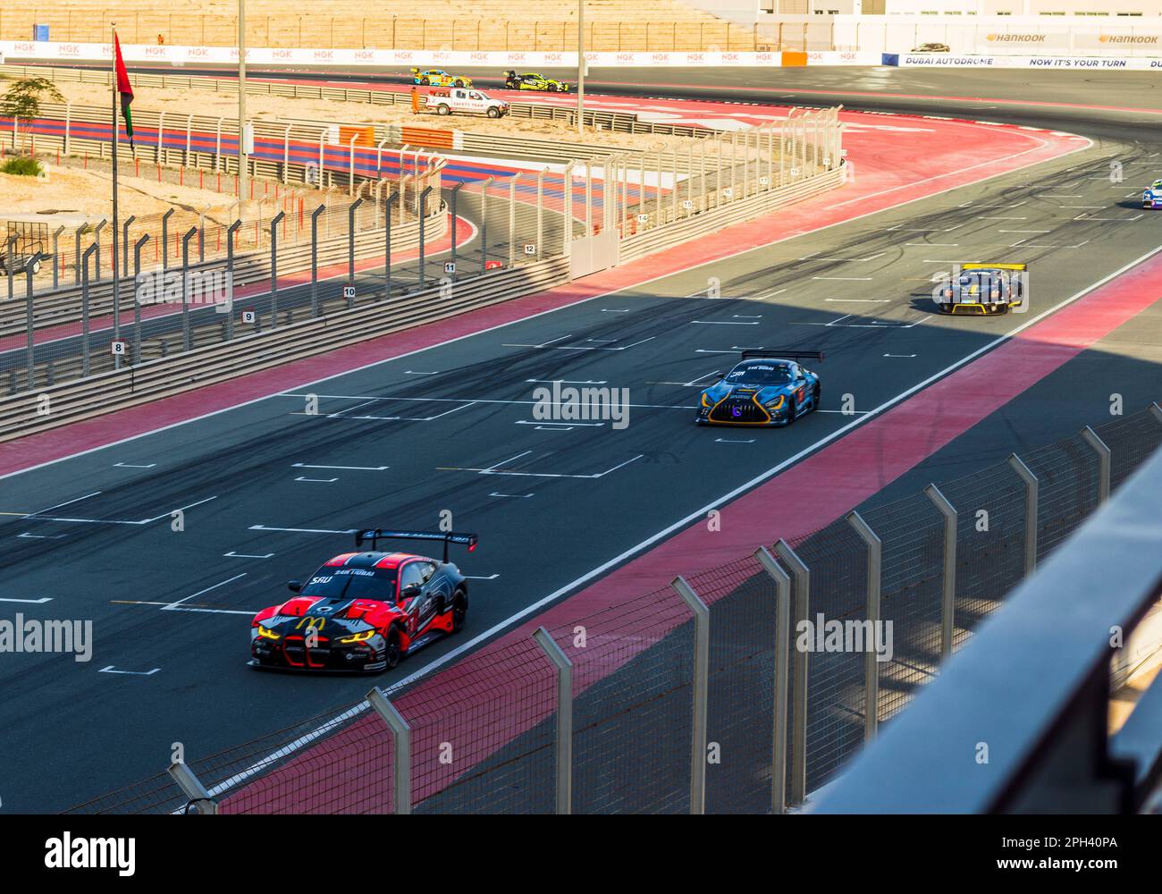 Dubai, UAE - 01.14.2023 - Racing cars on Dubai Autodrome circuit during ...