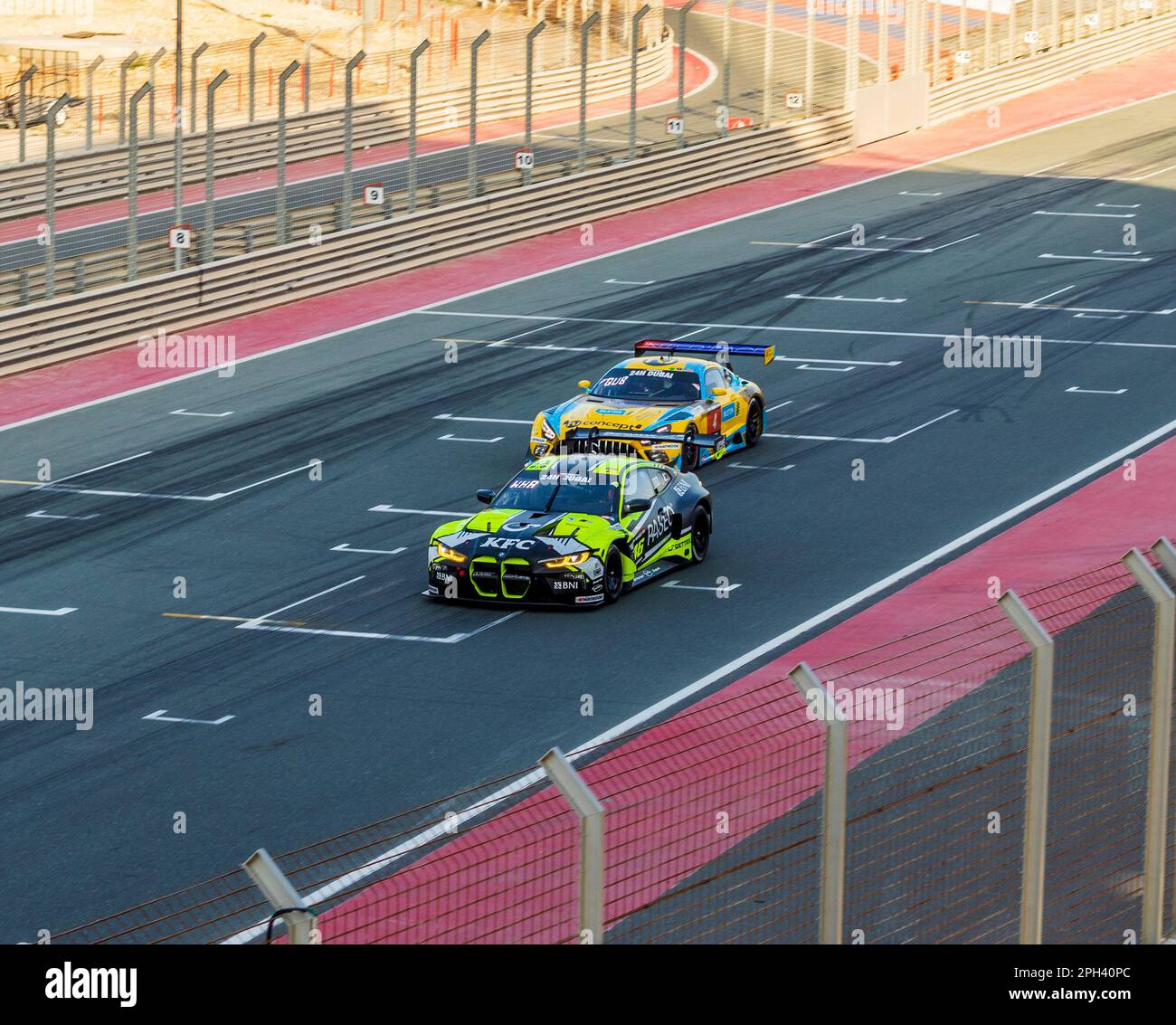 Dubai, UAE - 01.14.2023 - Racing cars on Dubai Autodrome circuit during ...