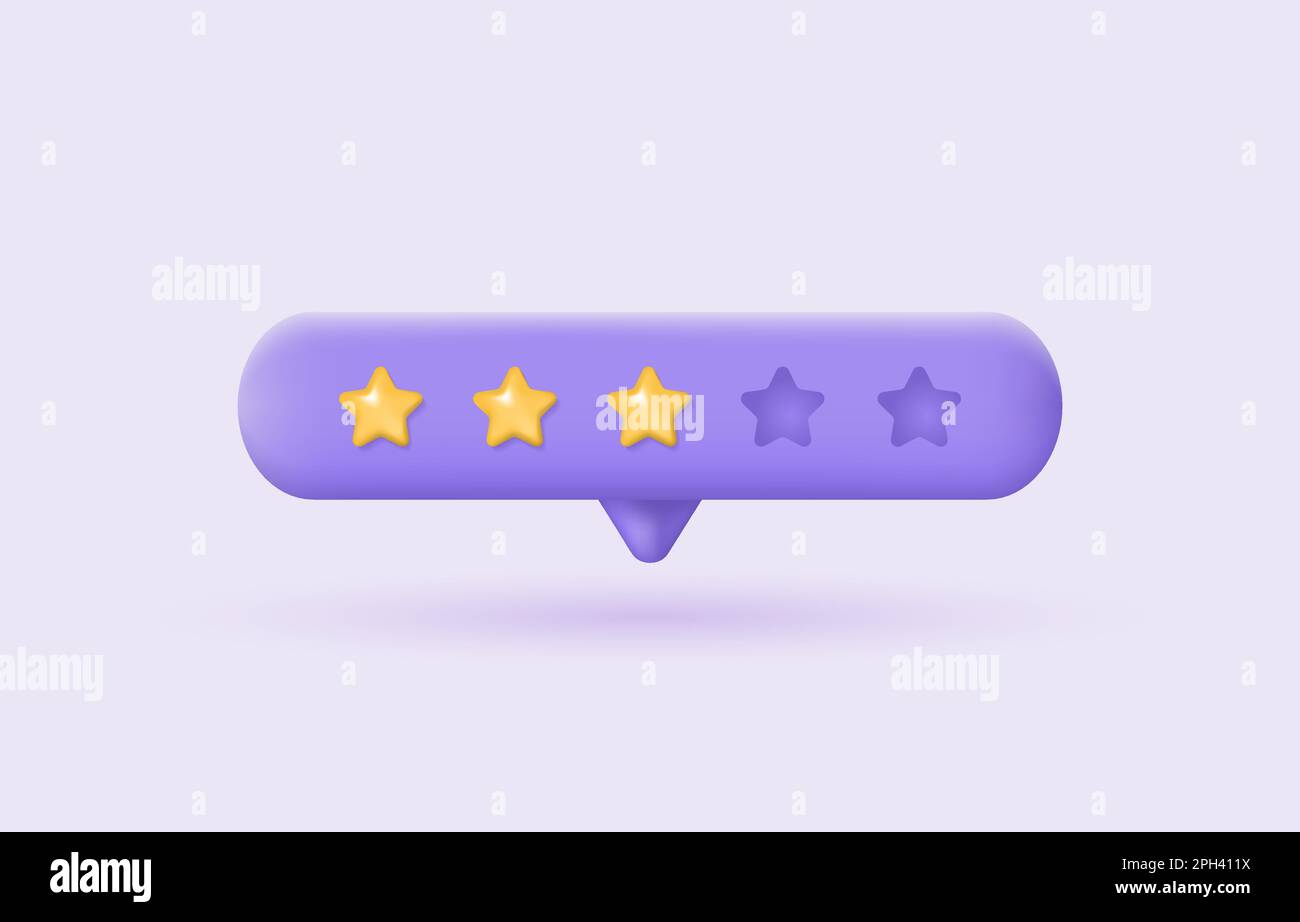 3d customer review. Feedback from clients concept. Low stars rating on ...