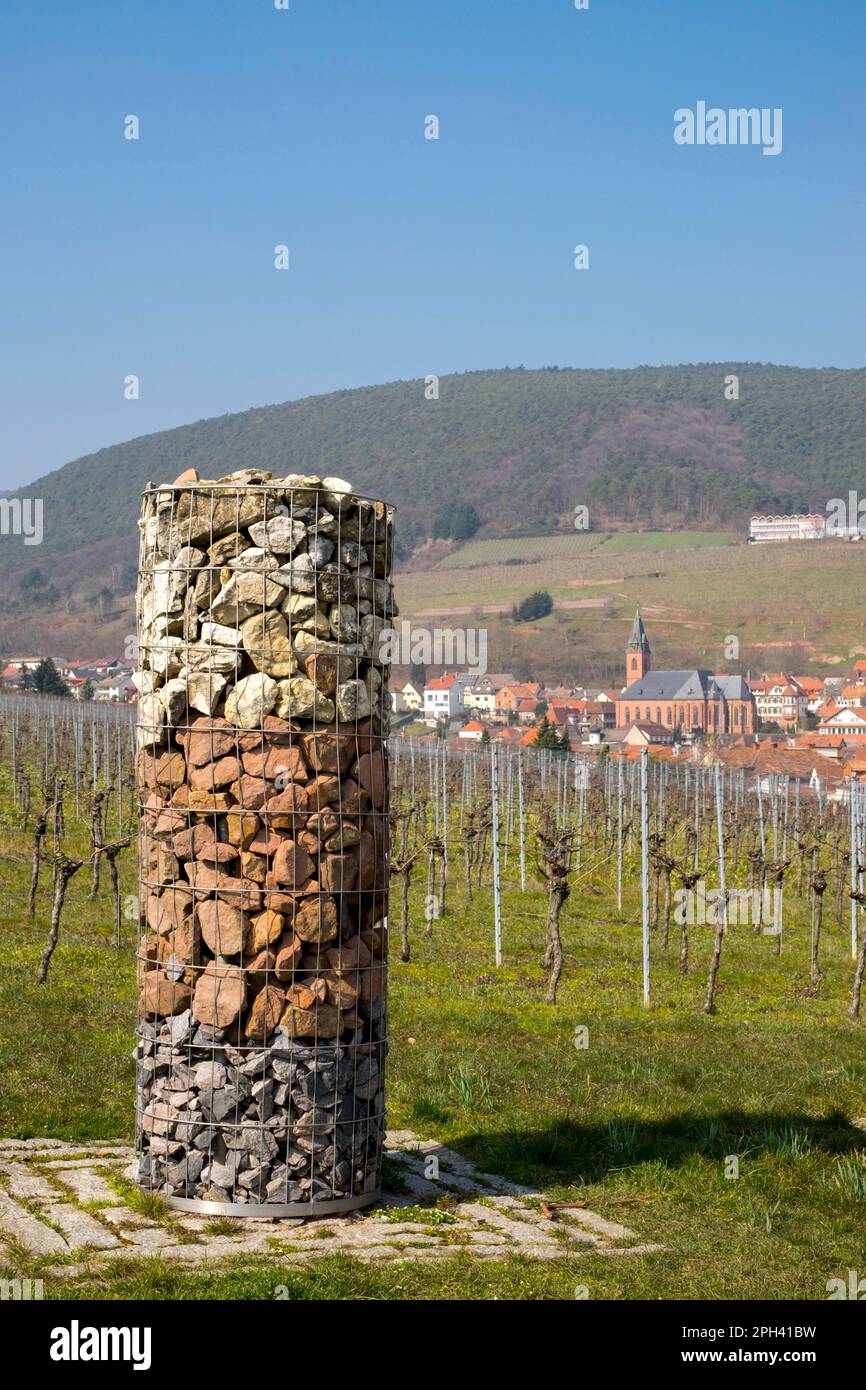 Stone column with limestone, red sandstone and gneiss, Sankt Martin ...