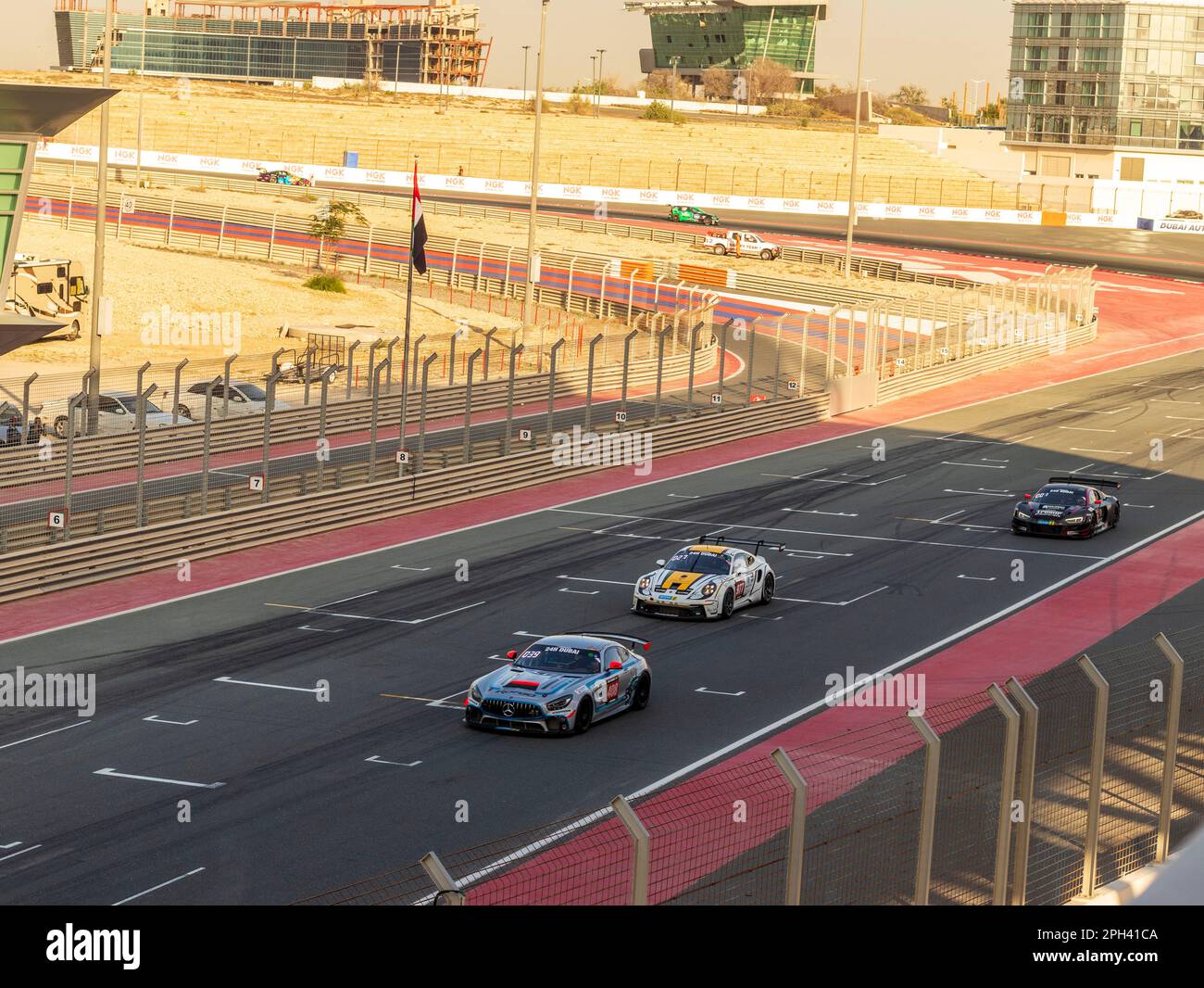 Dubai, UAE - 01.14.2023 - Racing cars on Dubai Autodrome circuit during ...