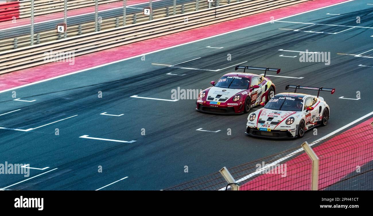 Dubai, UAE - 01.14.2023 - Racing cars on Dubai Autodrome circuit during ...