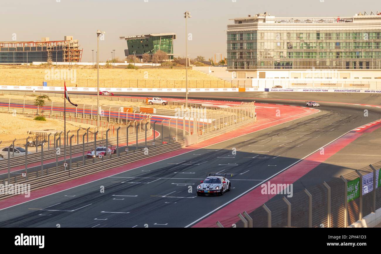 Dubai, UAE - 01.14.2023 - Racing cars on Dubai Autodrome circuit during ...