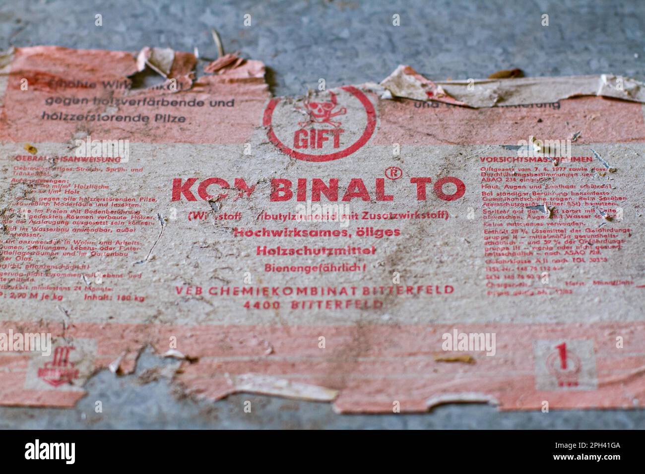 Combinal wood preservative DDR Environmental poison Stock Photo - Alamy