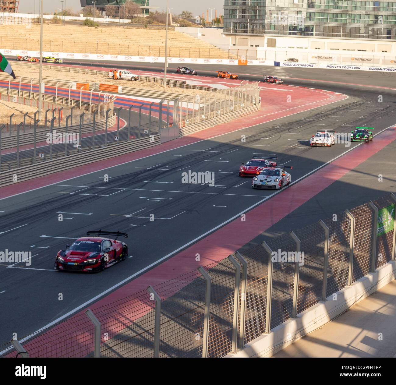 Dubai, UAE - 01.14.2023 - Racing cars on Dubai Autodrome circuit during ...