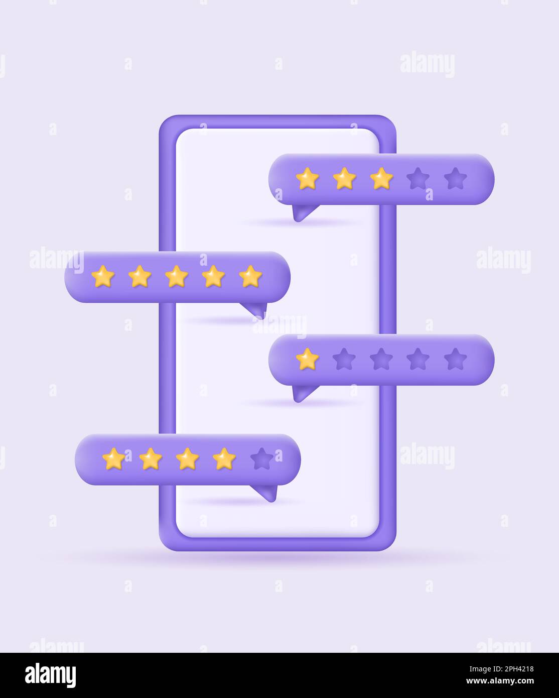 3d customer review concept. Smartphone with feedback from clients. Low ...