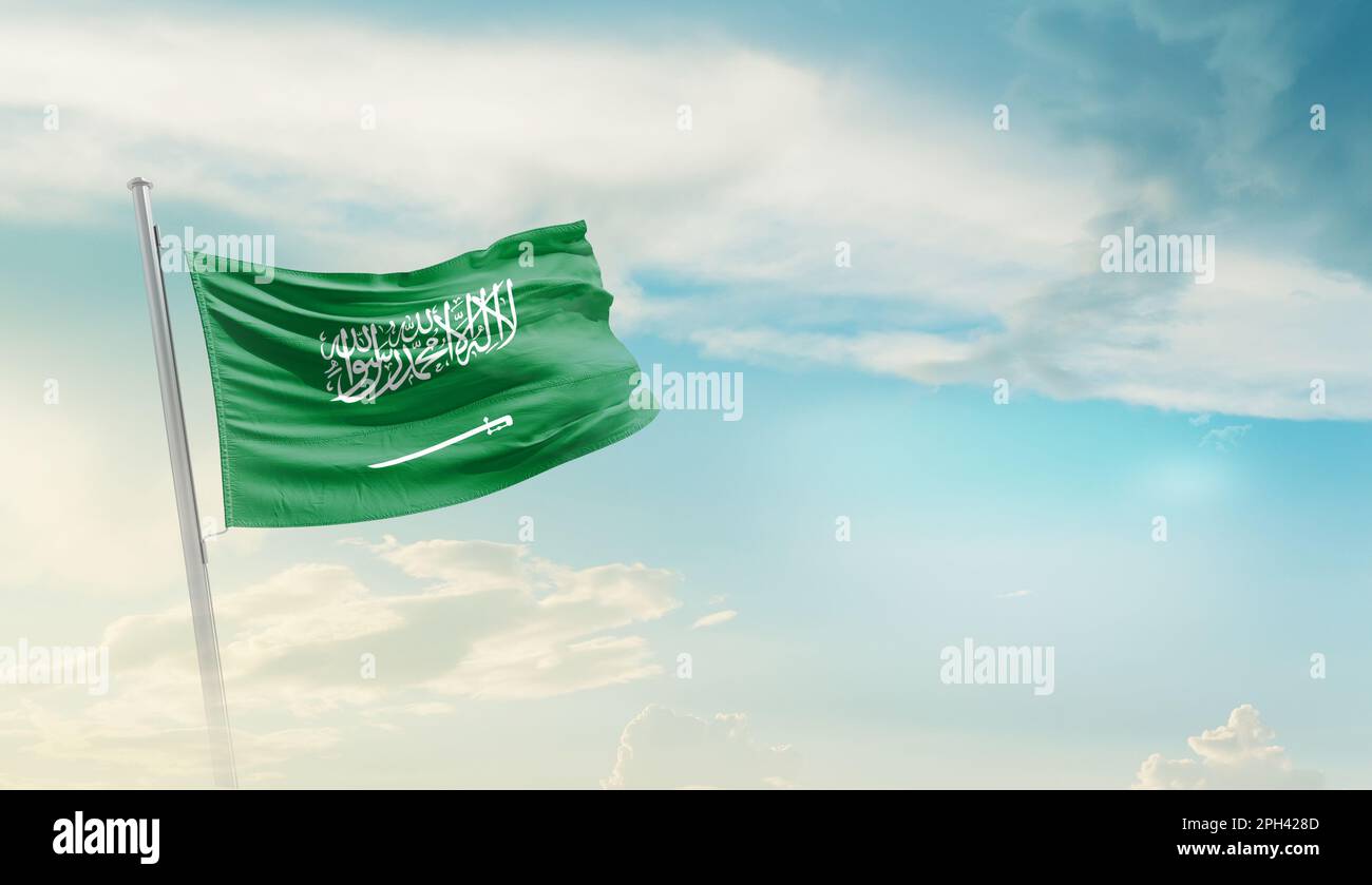 Saudi Arabia national flag waving Stock Photo - Alamy