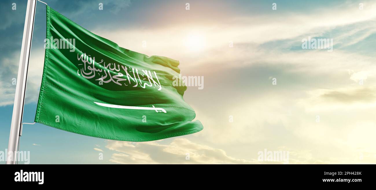 Saudi Arabia national flag waving Stock Photo - Alamy