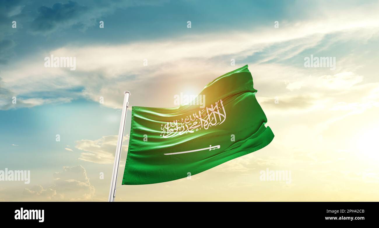 Saudi Arabia national flag waving Stock Photo - Alamy