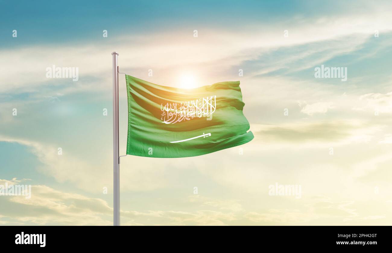 Saudi Arabia national flag waving Stock Photo - Alamy