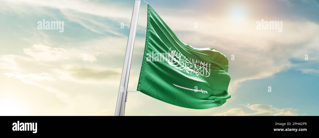 Saudi Arabia national flag waving Stock Photo - Alamy