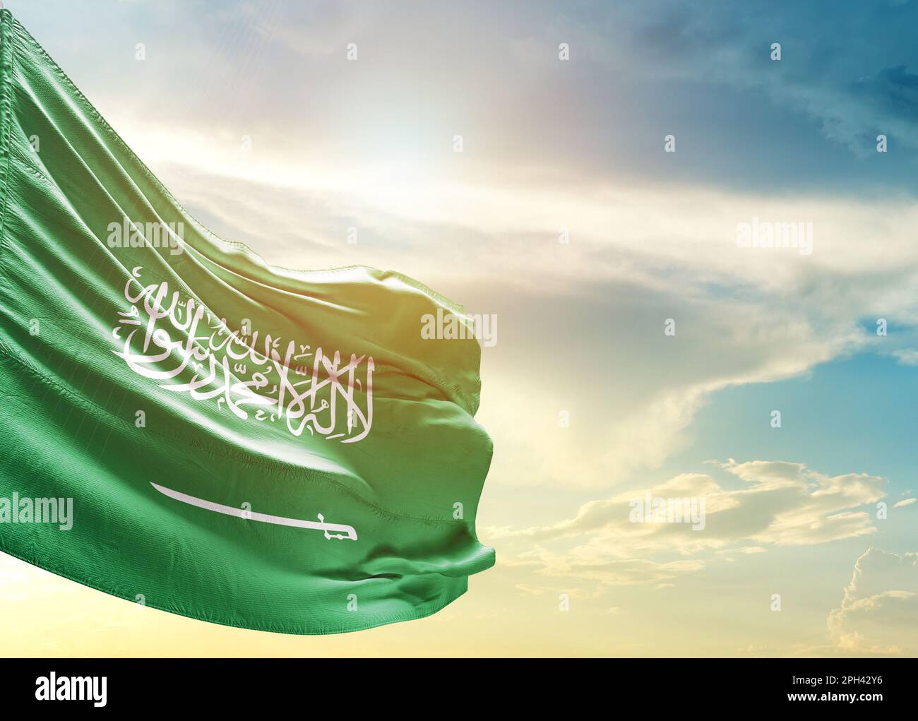 Saudi Arabia national flag waving Stock Photo - Alamy