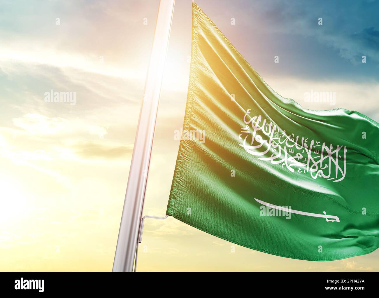 Saudi Arabia national flag waving Stock Photo - Alamy