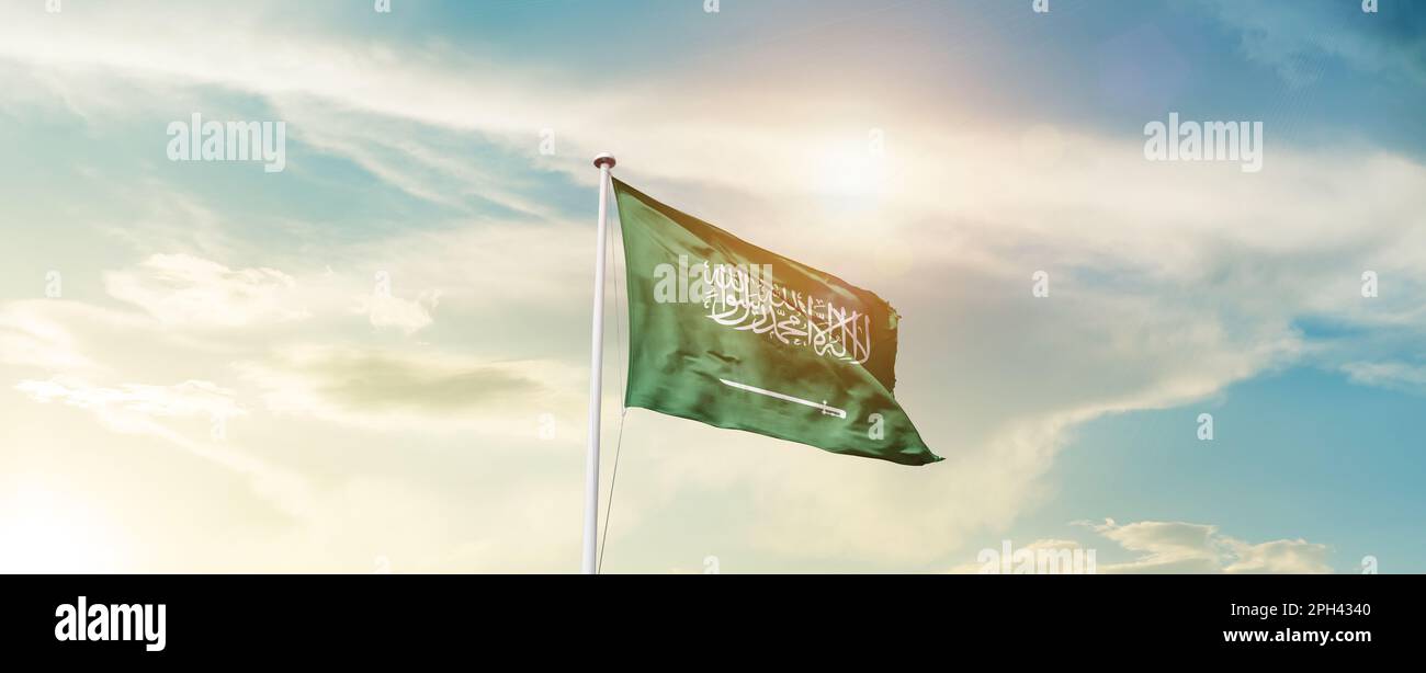 Saudi Arabia national flag waving Stock Photo - Alamy