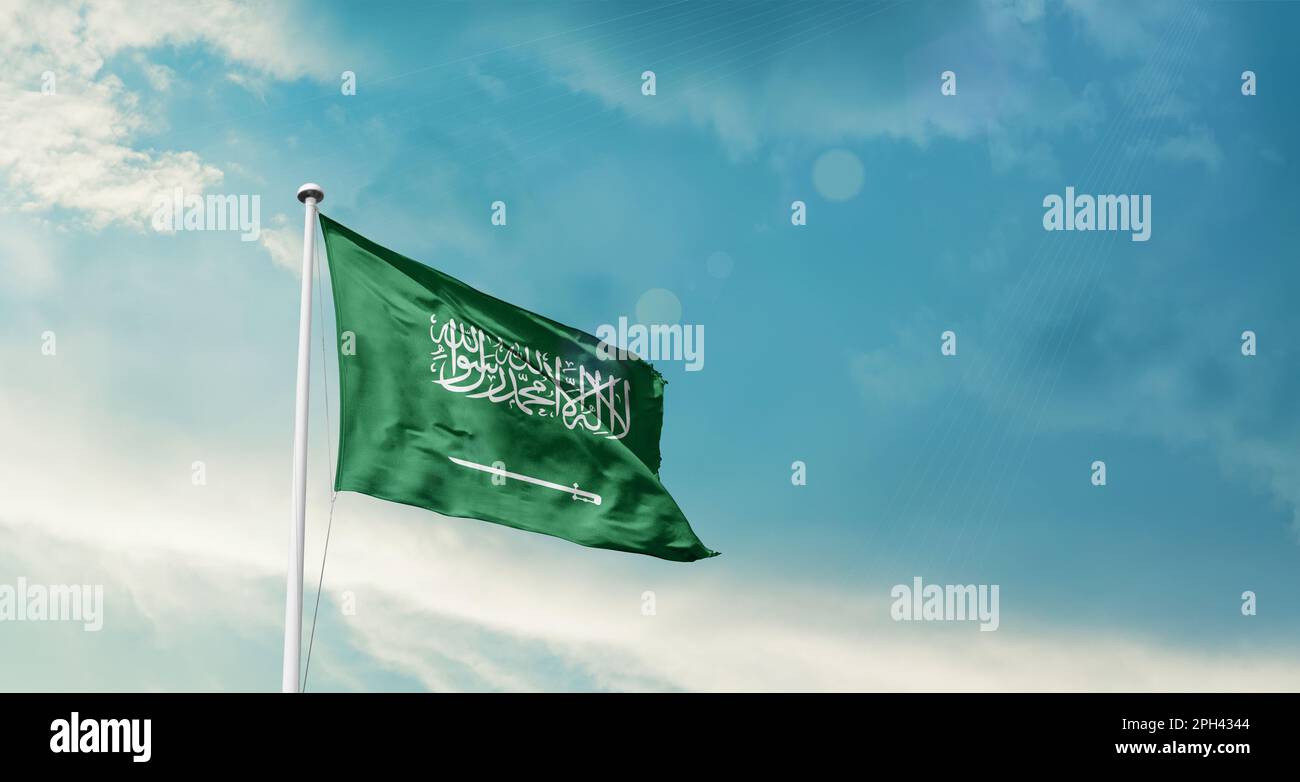 Saudi Arabia national flag waving Stock Photo - Alamy