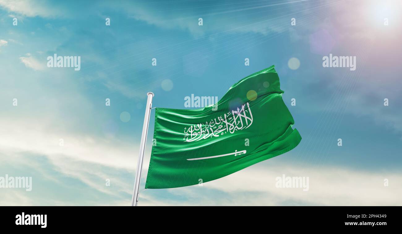 Saudi Arabia national flag waving Stock Photo - Alamy
