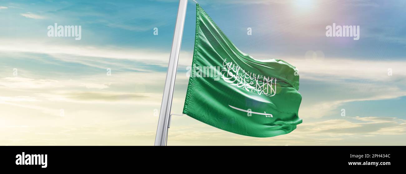 Saudi Arabia national flag waving Stock Photo - Alamy