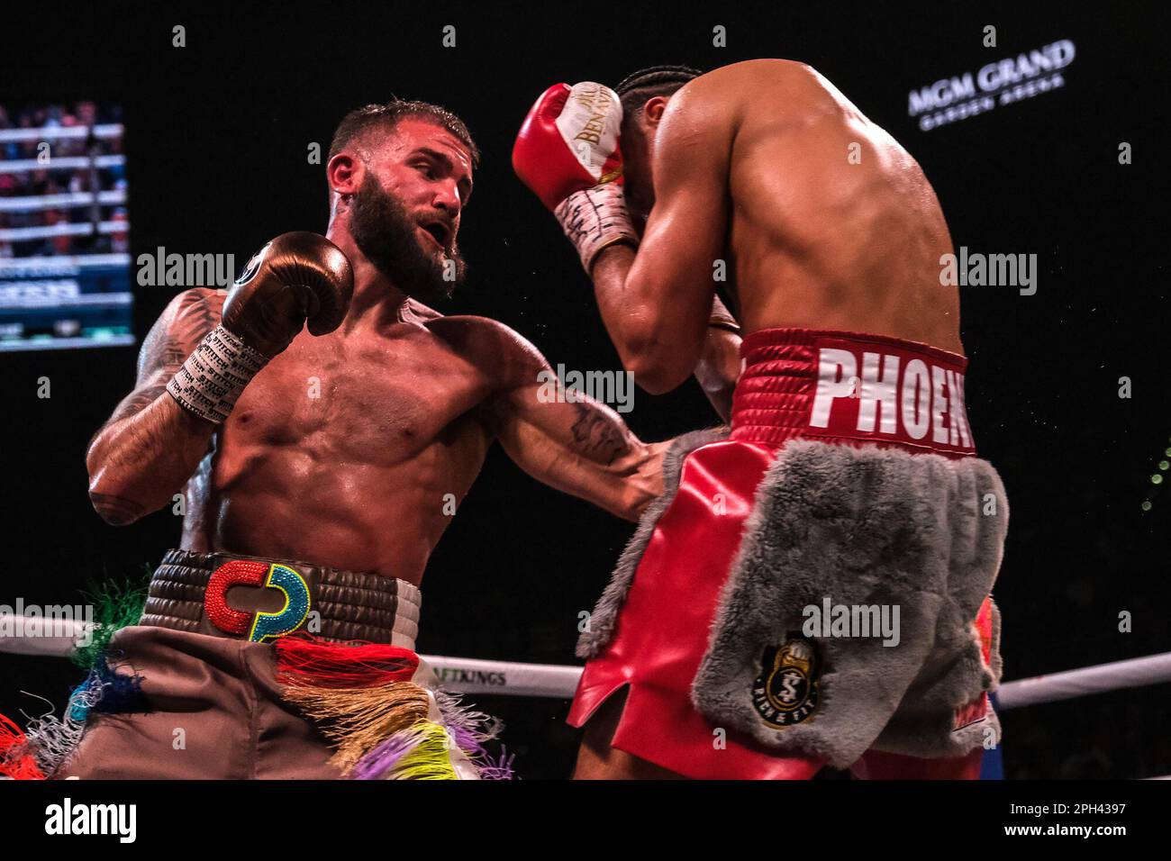 Las Vegas, Nevada, USA. 25th Mar, 2023. Action between David Benavidez ...