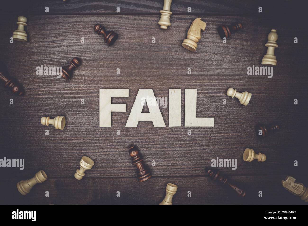 fail concept on the brown wooden background Stock Photo - Alamy