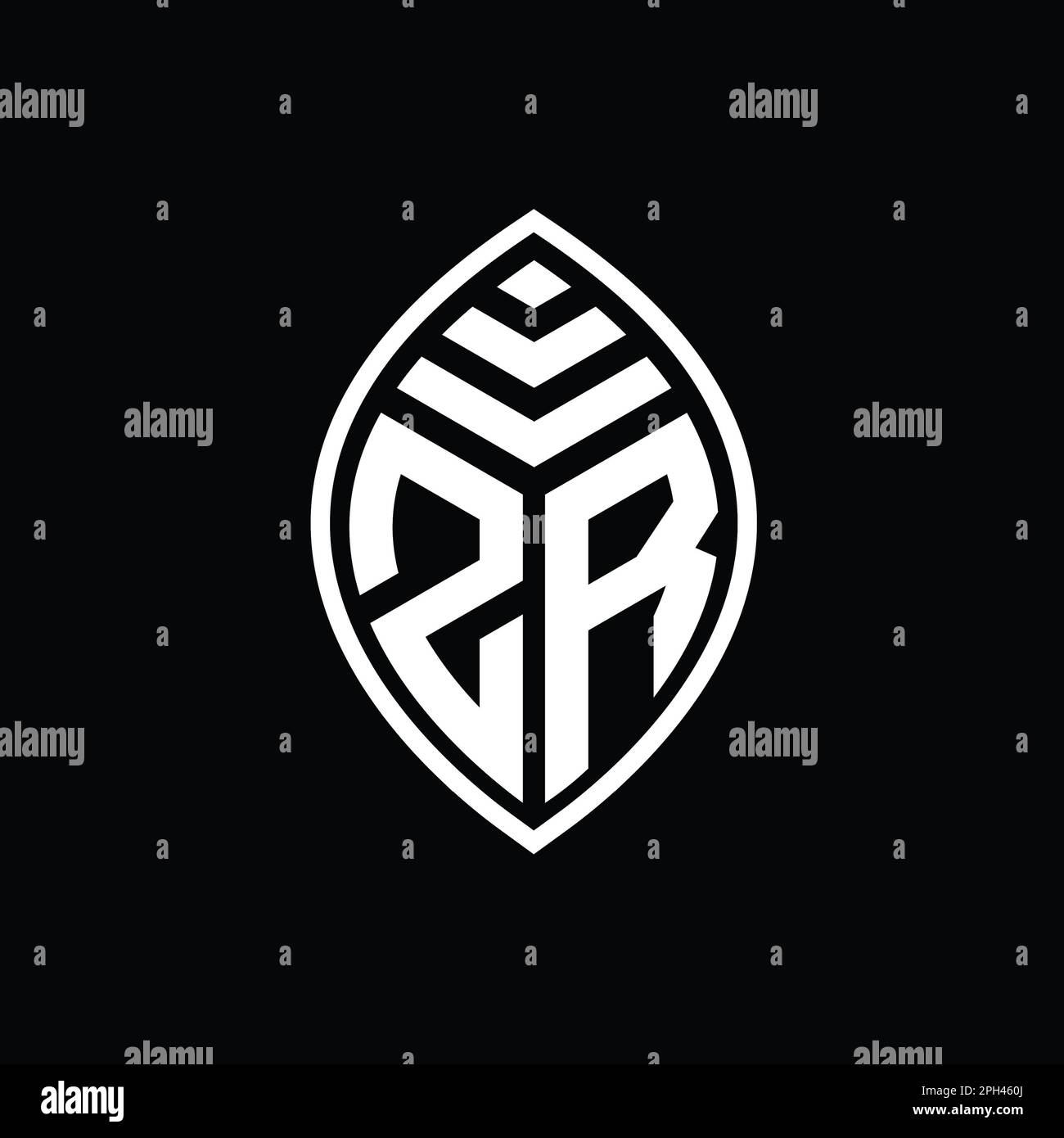 ZR Logo monogram elegant leaf shape isolated outline design template ...