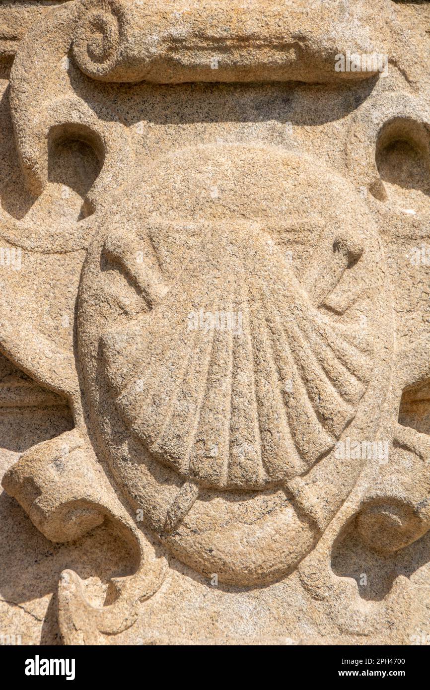Shell symbol of Saint james way on the facade of the cathedral at ...