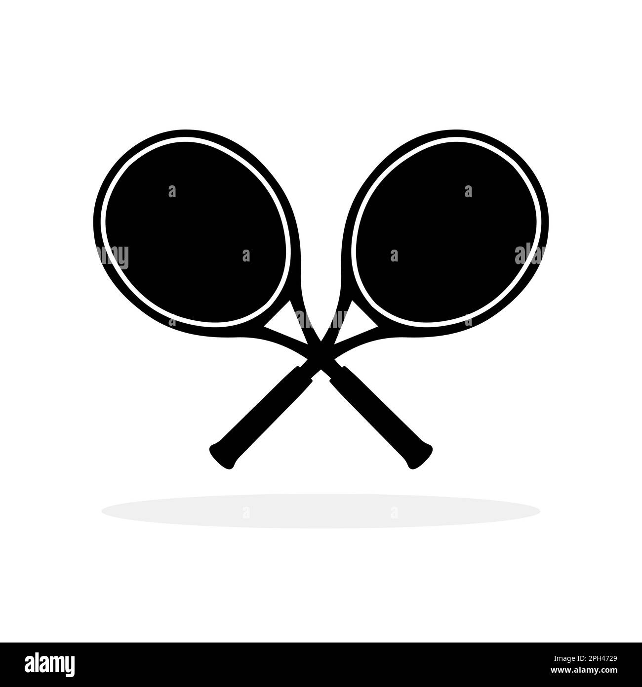 Tennis rackets black icon. Simple symbol of crossed tennis rackets ...