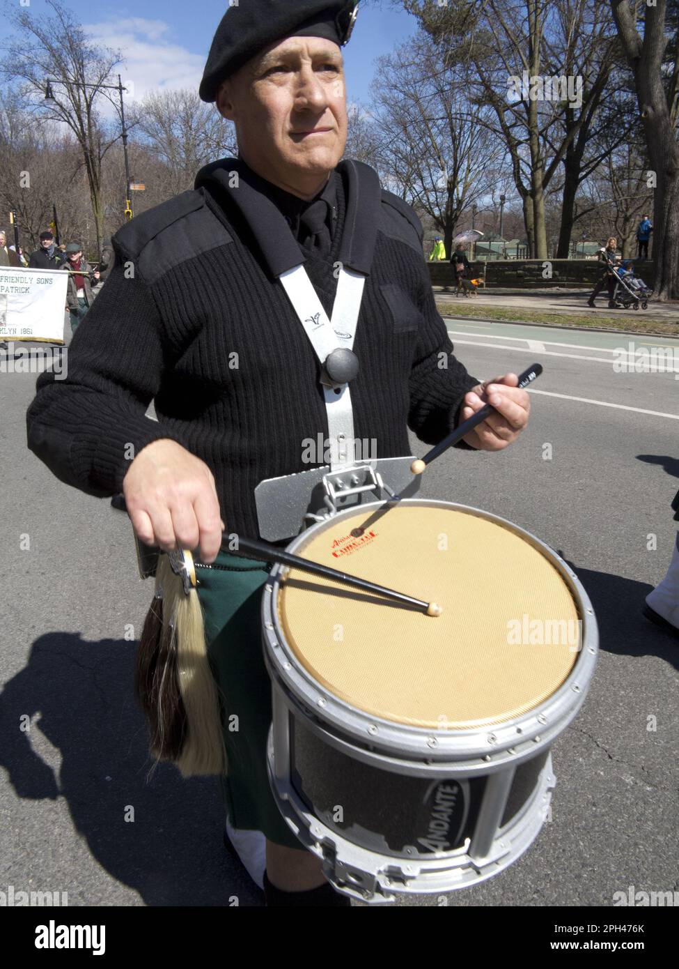 Members of Pipes and Drums band perform at St.Patrick's Day Parade in ...
