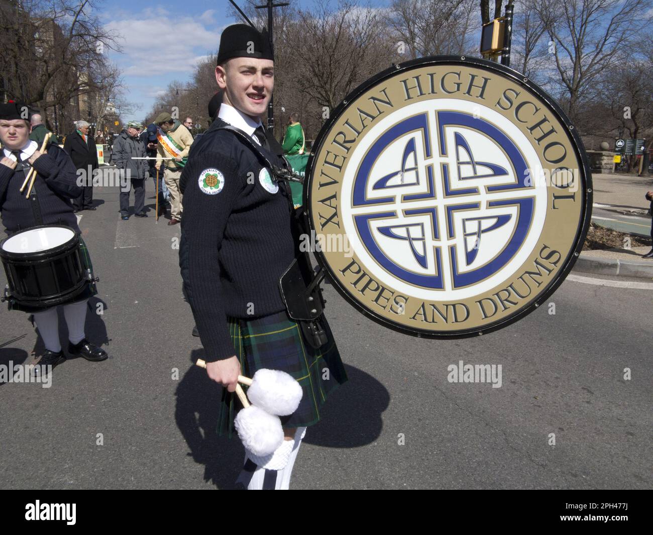 Members of Pipes and Drums band perform at St.Patrick's Day Parade in ...