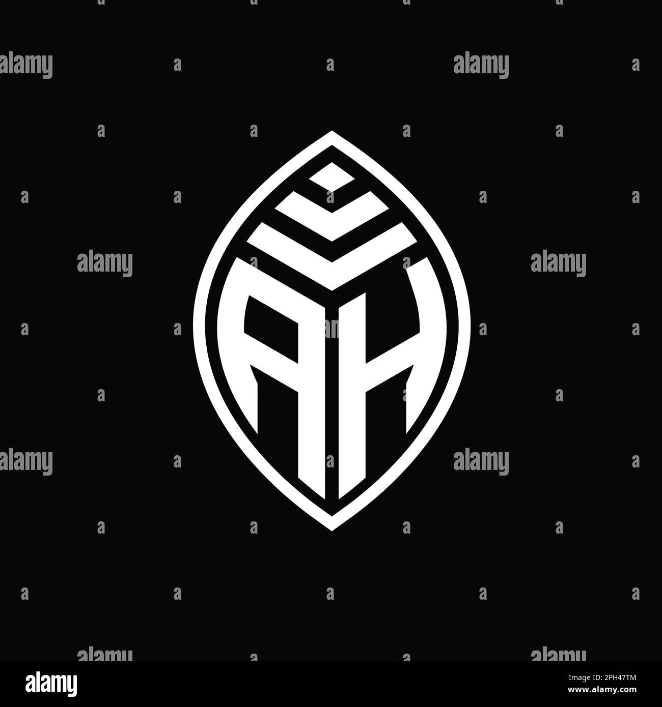 AH Logo monogram elegant leaf shape isolated outline design template ...