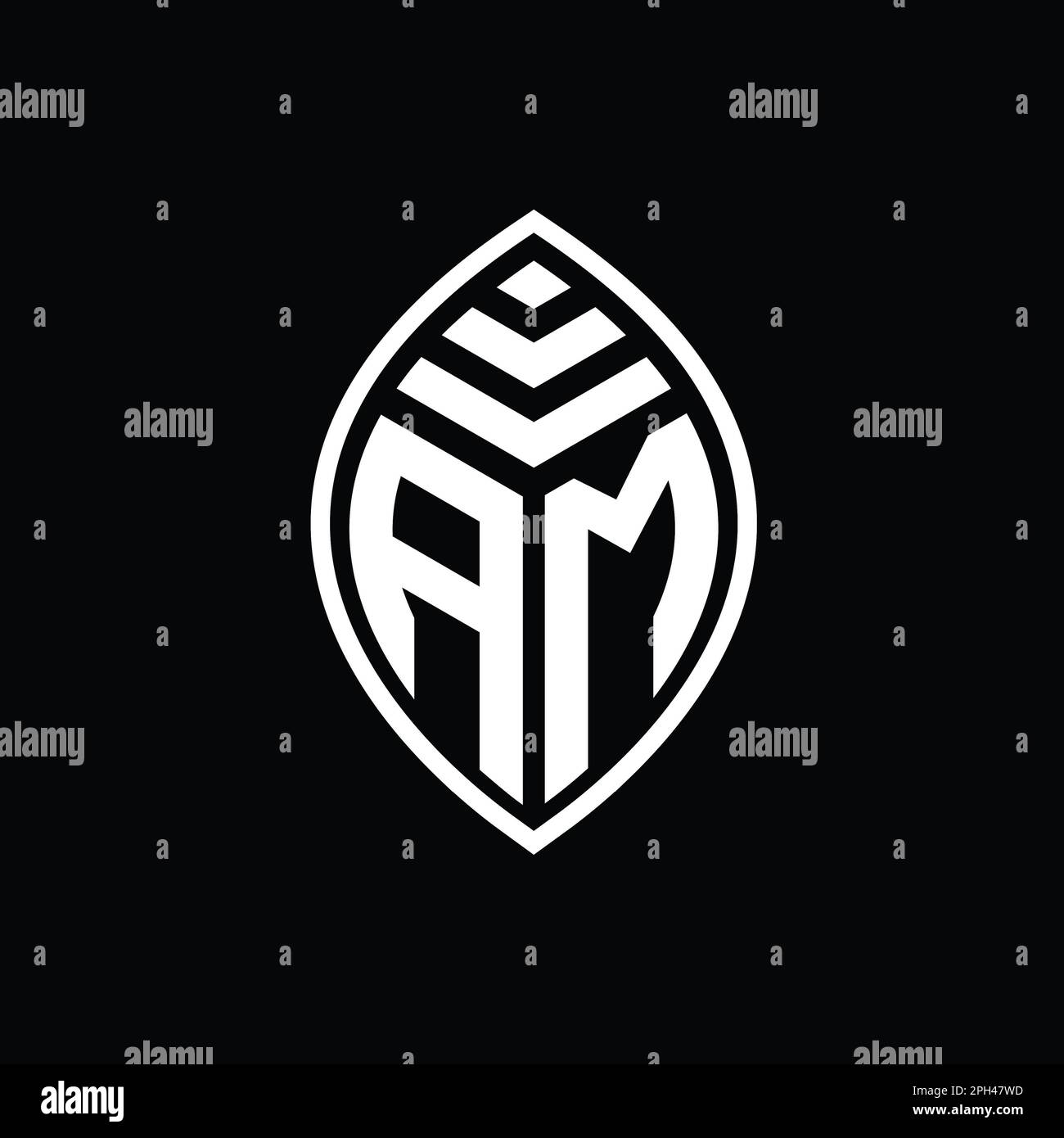 AM Logo monogram elegant leaf shape isolated outline design template ...