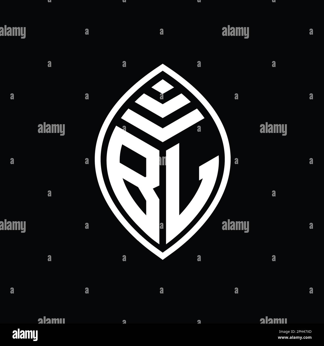 BL Logo monogram elegant leaf shape isolated outline design template ...