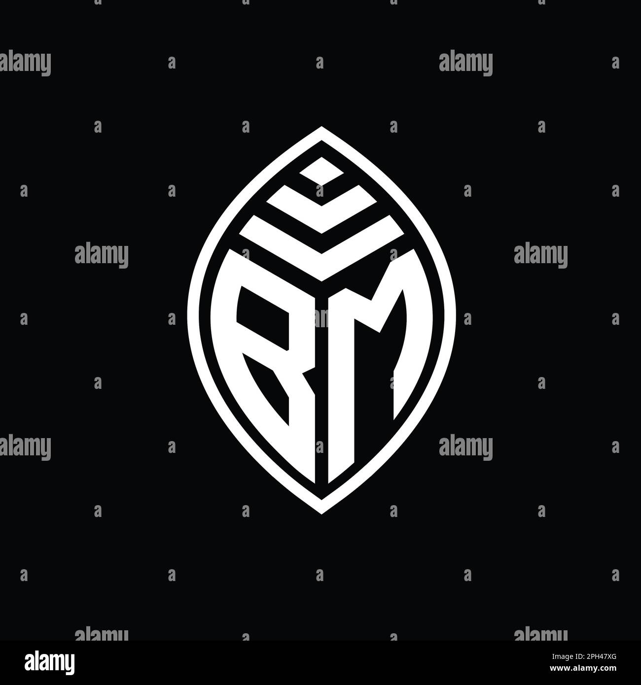 BM Logo monogram elegant leaf shape isolated outline design template Stock Photo - Alamy