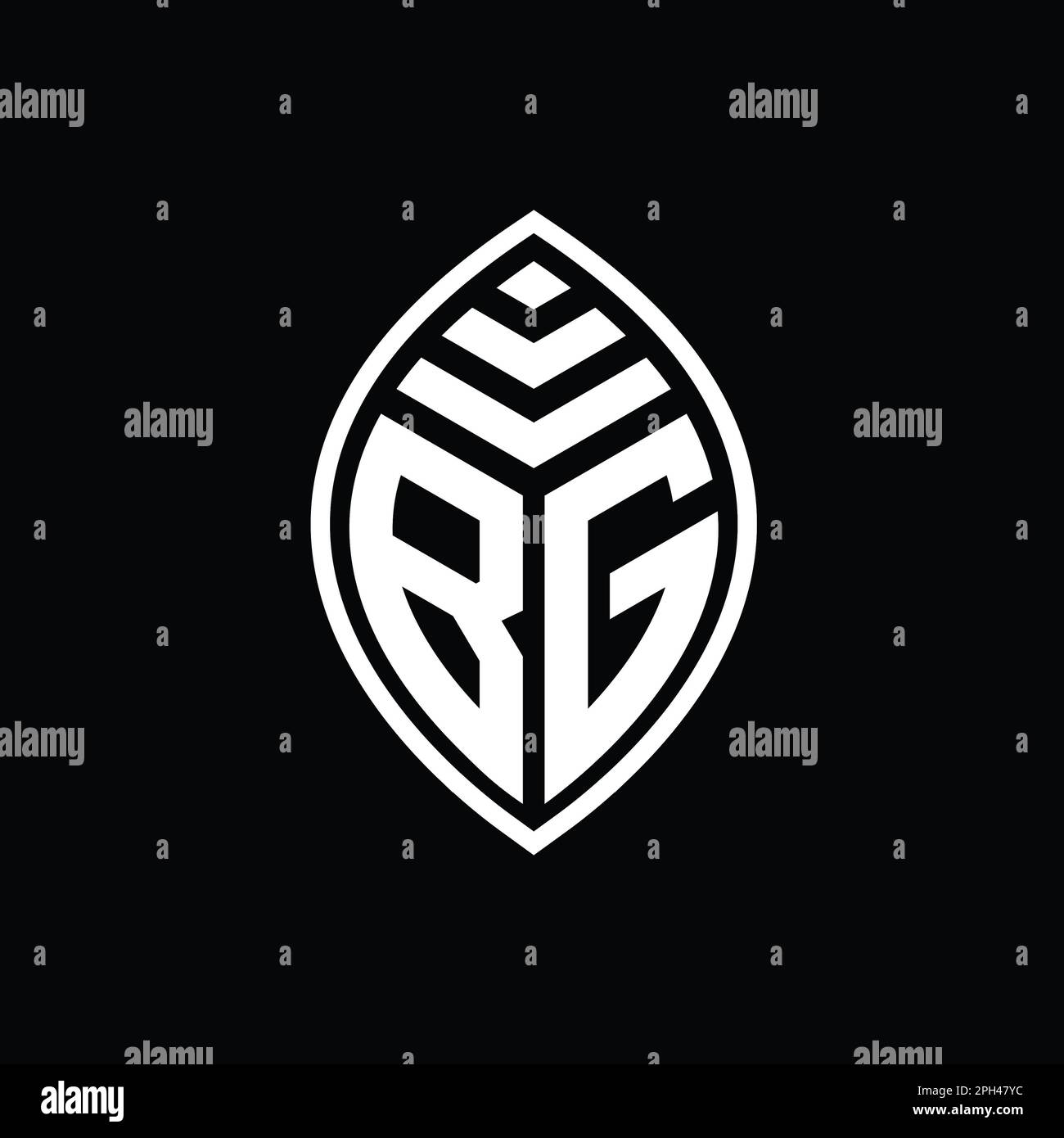 BG Logo monogram elegant leaf shape isolated outline design template ...