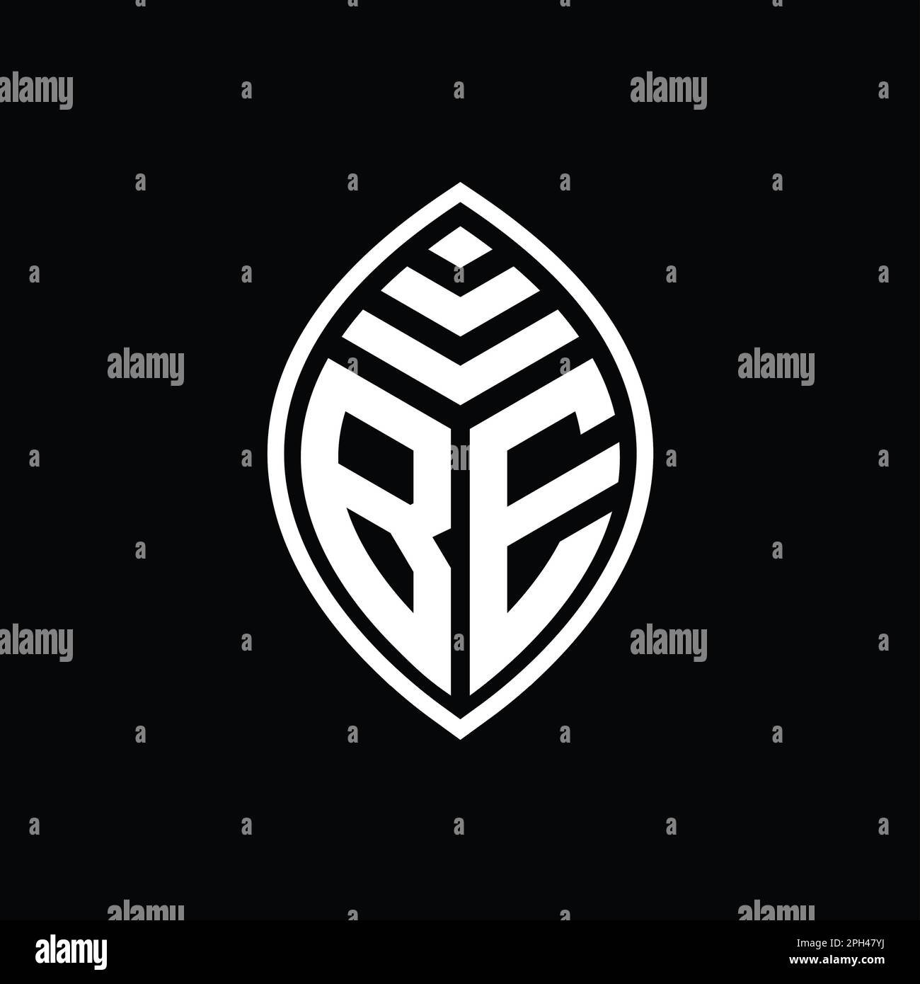 BE Logo monogram elegant leaf shape isolated outline design template ...