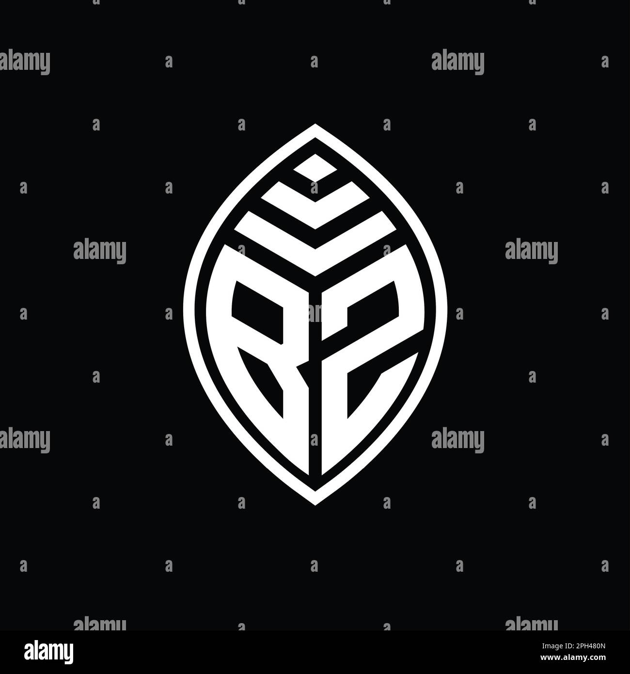 BZ Logo monogram elegant leaf shape isolated outline design template ...