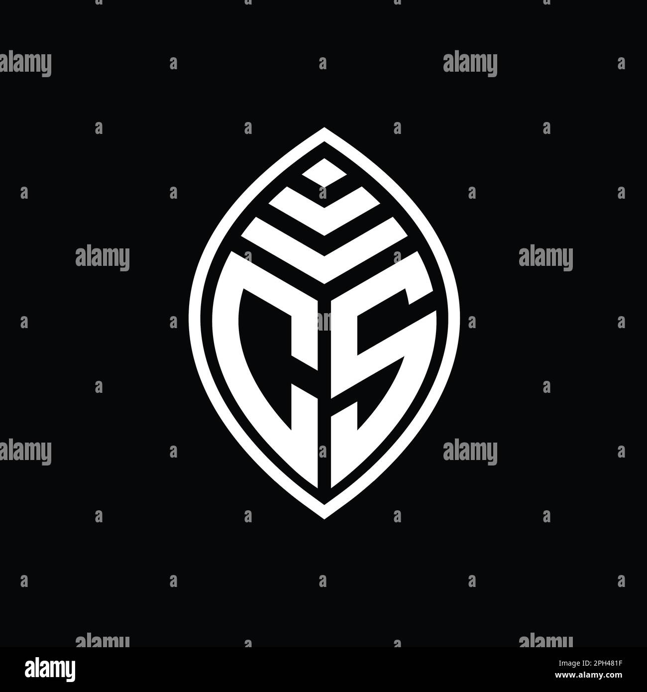 CS Logo monogram elegant leaf shape isolated outline design template ...