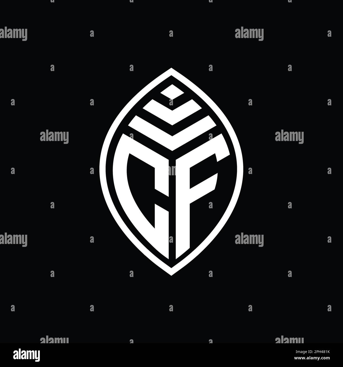 CF Logo monogram elegant leaf shape isolated outline design template ...
