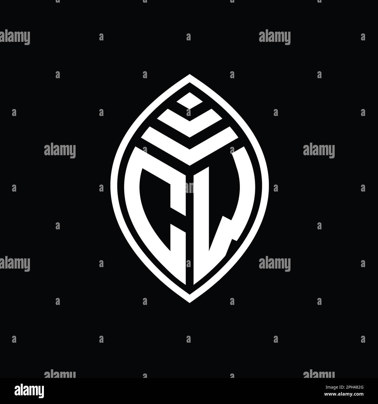 CW Logo monogram elegant leaf shape isolated outline design template ...