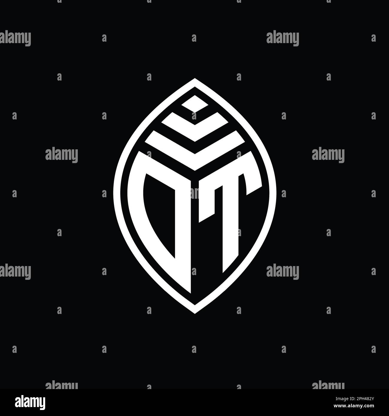 DT Logo monogram elegant leaf shape isolated outline design template ...