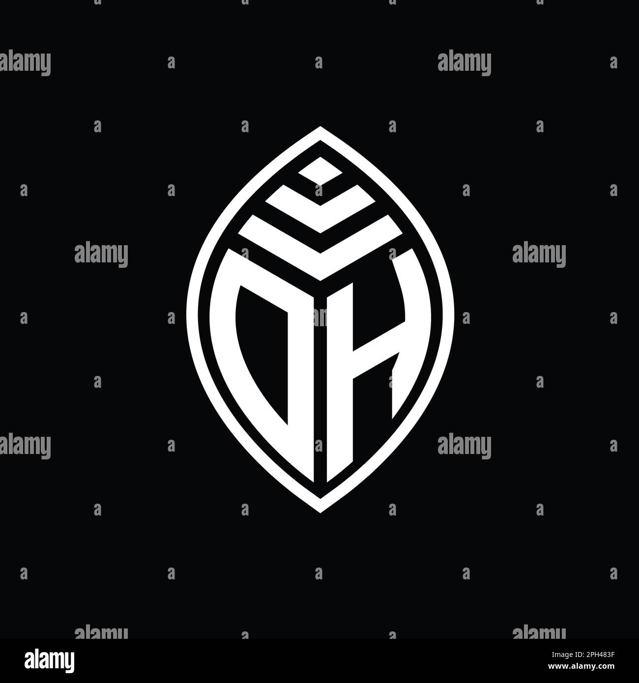 DH Logo monogram elegant leaf shape isolated outline design template ...