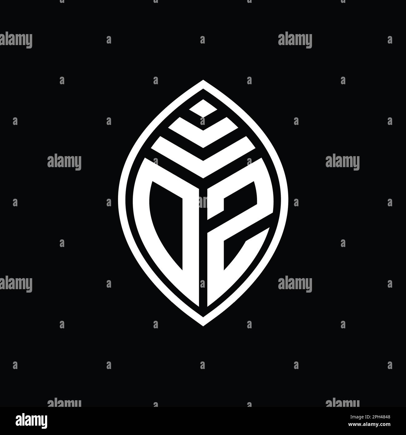 DZ Logo monogram elegant leaf shape isolated outline design template ...