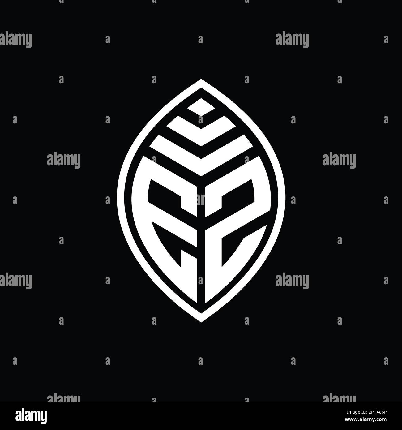 EZ Logo monogram elegant leaf shape isolated outline design template ...