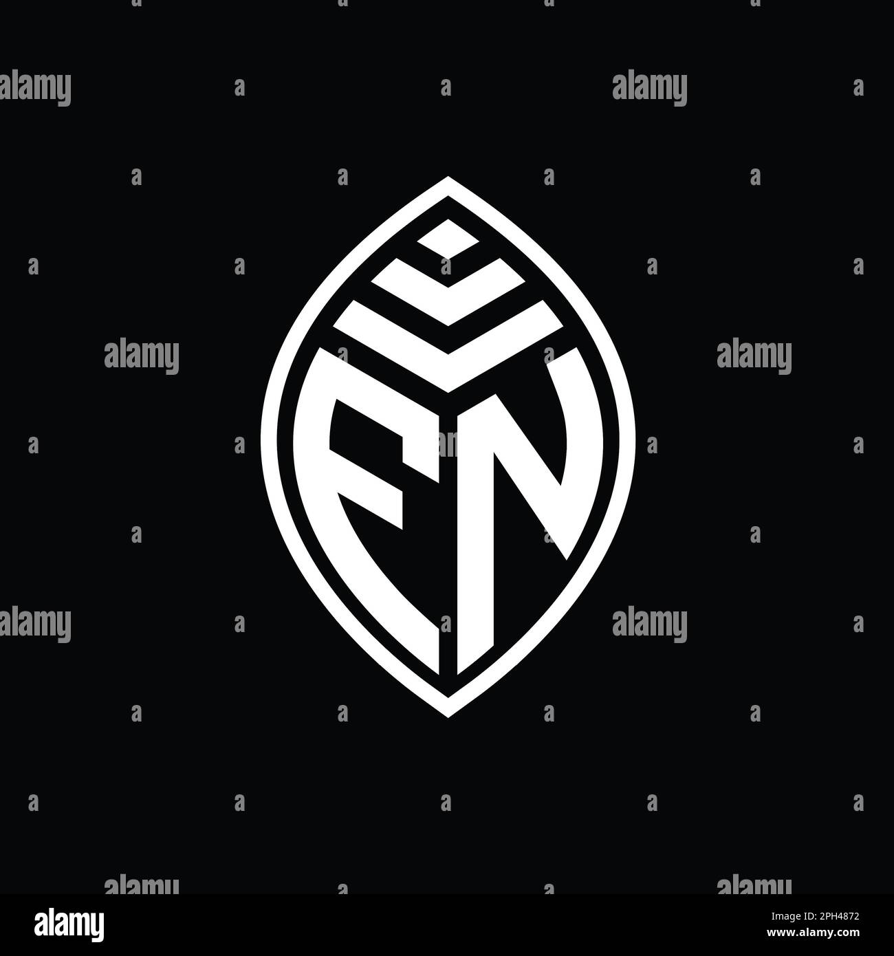 FN Logo monogram elegant leaf shape isolated outline design template ...