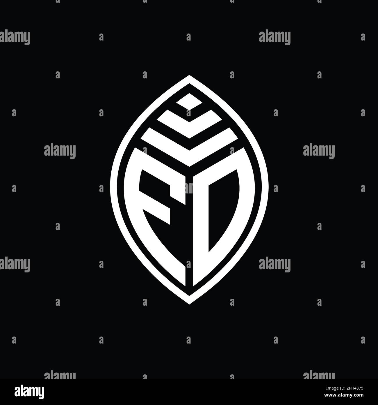 FD Logo monogram elegant leaf shape isolated outline design template ...