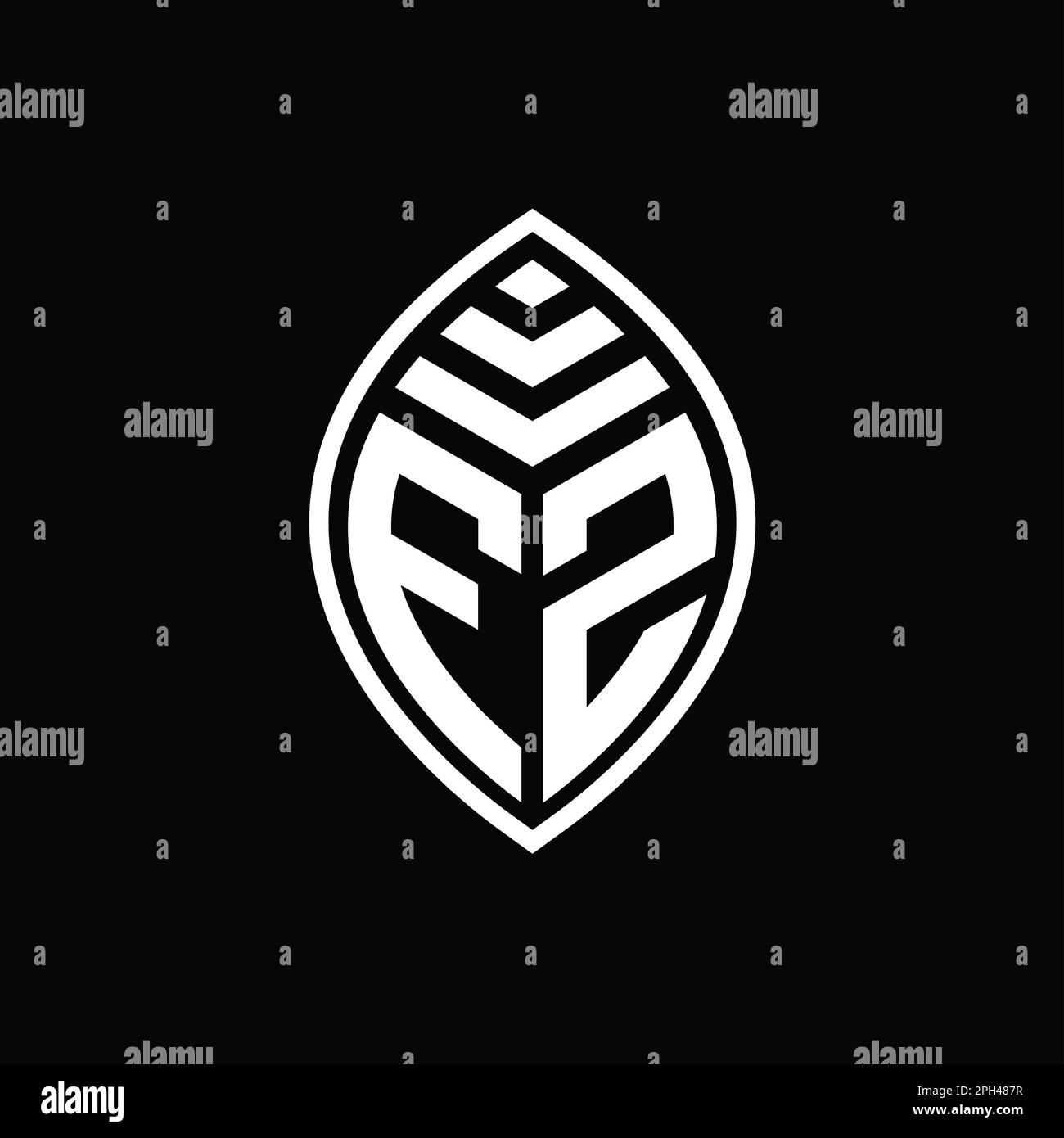 FZ Logo monogram elegant leaf shape isolated outline design template ...