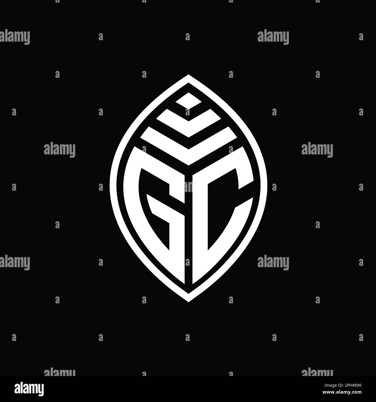 GC Logo monogram elegant leaf shape isolated outline design template ...