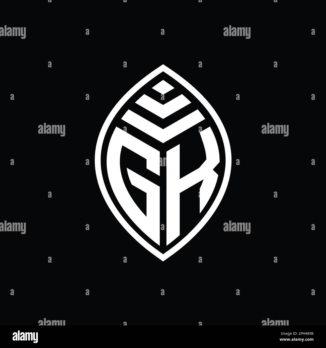 GK Logo monogram elegant leaf shape isolated outline design template ...
